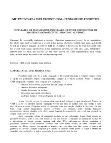 Implementarea unui Proiect CRM - Fundamente Teoretice | Referat [DOC]