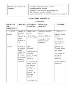 Plan de îngrijire al pacientului H.C. cu diagnosticul medical ocluzie ...