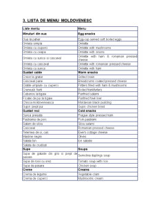 Listă Meniu a unui Restaurant Moldovenesc | Proiect [DOC]