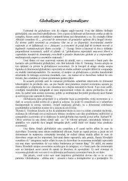 Globalizare și Regionalizare | Referat [DOCX]