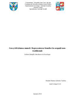 Gen și Diviziunea Muncii - Reprezentarea Femeilor în Ocupații Non ...