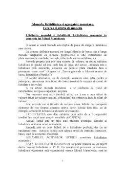 Moneda, Lichiditatea și Agregatele Monetare | Proiect [DOC]