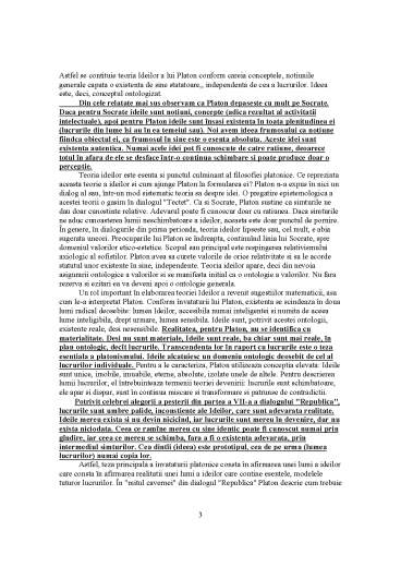 Viața și Opera Lui Platon | Referat [DOC]