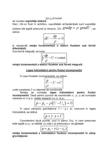 Elemente de Statica Fluidelor | Curs [DOC]