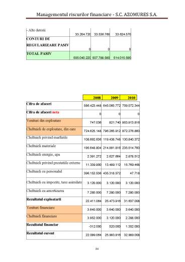 Managementul Riscurilor Financiare cu Studiu de Caz SC Azomures SA ...