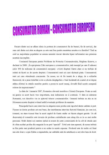Consumator Român - Consumator European | Referat [DOC]