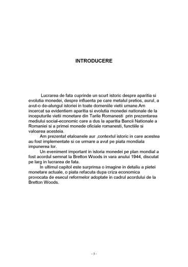 Aurul și Monedă | Proiect [DOC]