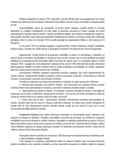 Implementarea unui Proiect CRM - Fundamente Teoretice | Referat [DOC]