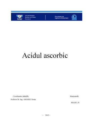 Acidul Ascorbic | Referat [DOCX]