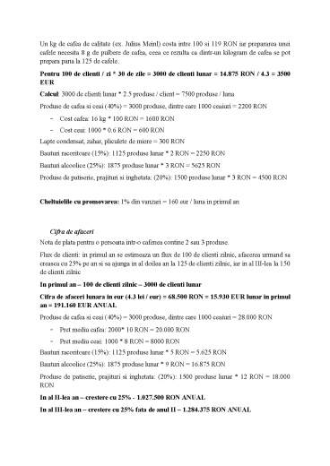 Plan de Afaceri Cafenea | Proiect [DOC]