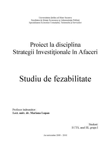 Studiu de Fezabilitate | Proiect [DOC]