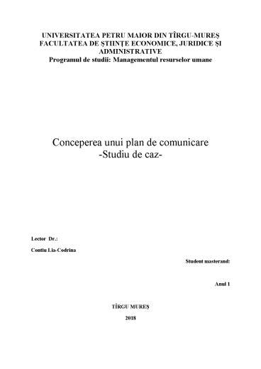 Conceperea unui Plan de Comunicare - Studiu de caz | Proiect [DOCX]
