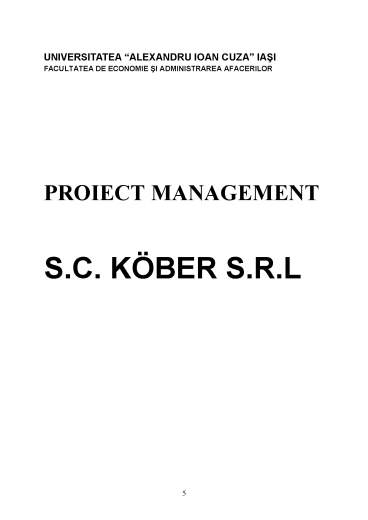 Proiect Management - SC Kober SRL | Proiect [DOC]