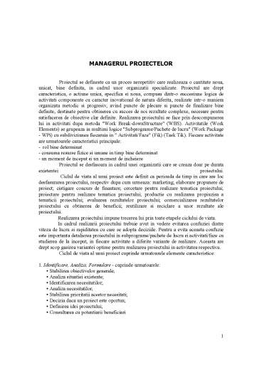Managerul de Proiect | Referat [DOC]