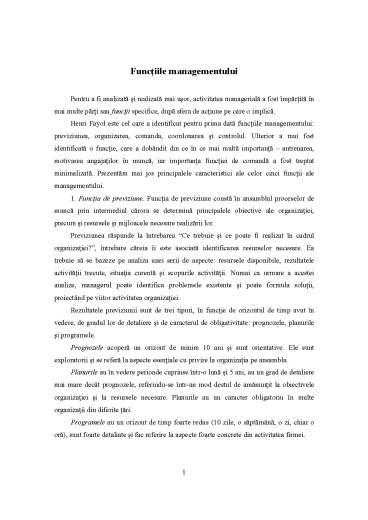 Funcțiile Managementului | Curs [DOC]