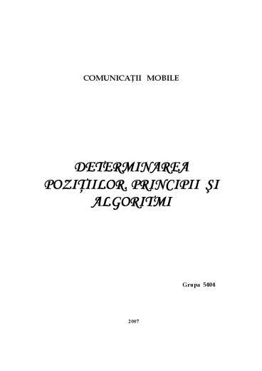 Determinarea Pozițiilor - Principii și Algoritmi | Referat [DOC]