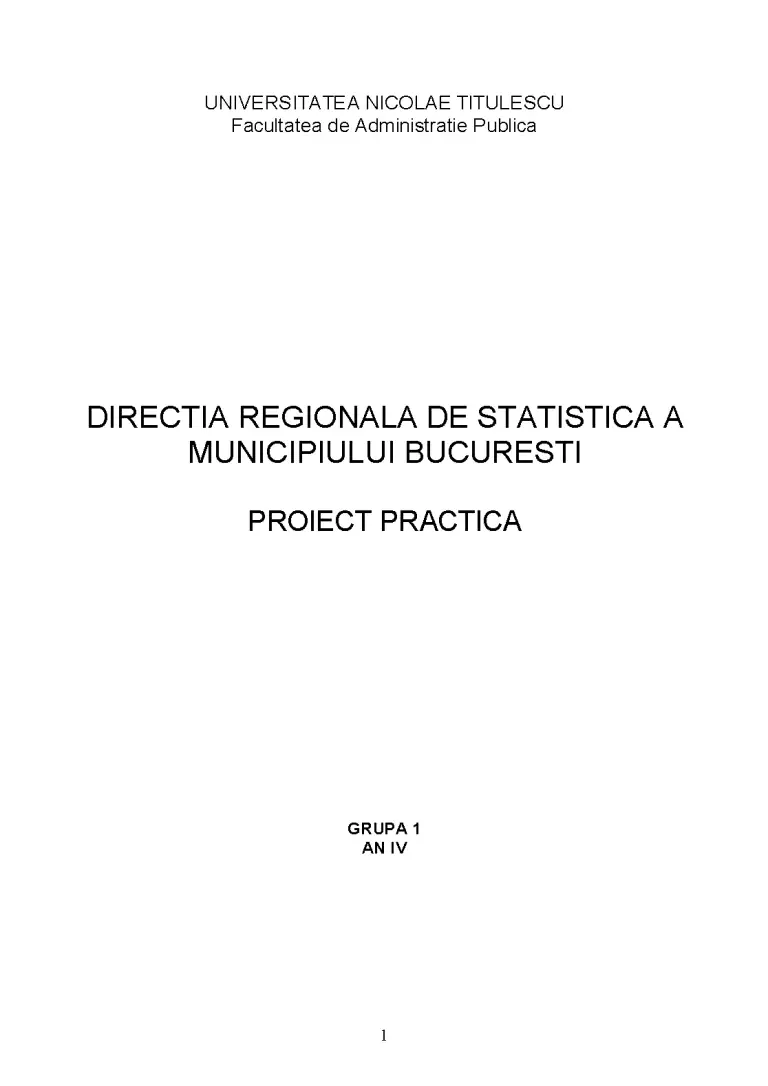 Direcția Regională de Statistică a Municipiului București - proiect ...