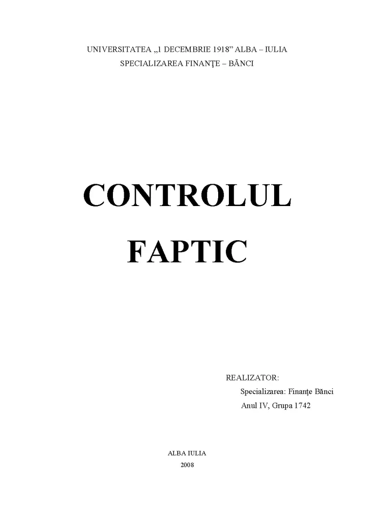 Controlul Faptic - Referat - Economie #101826 | RegieLive
