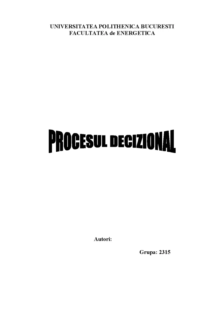 Procesul Decizional - Referat - Economie #10325 | RegieLive