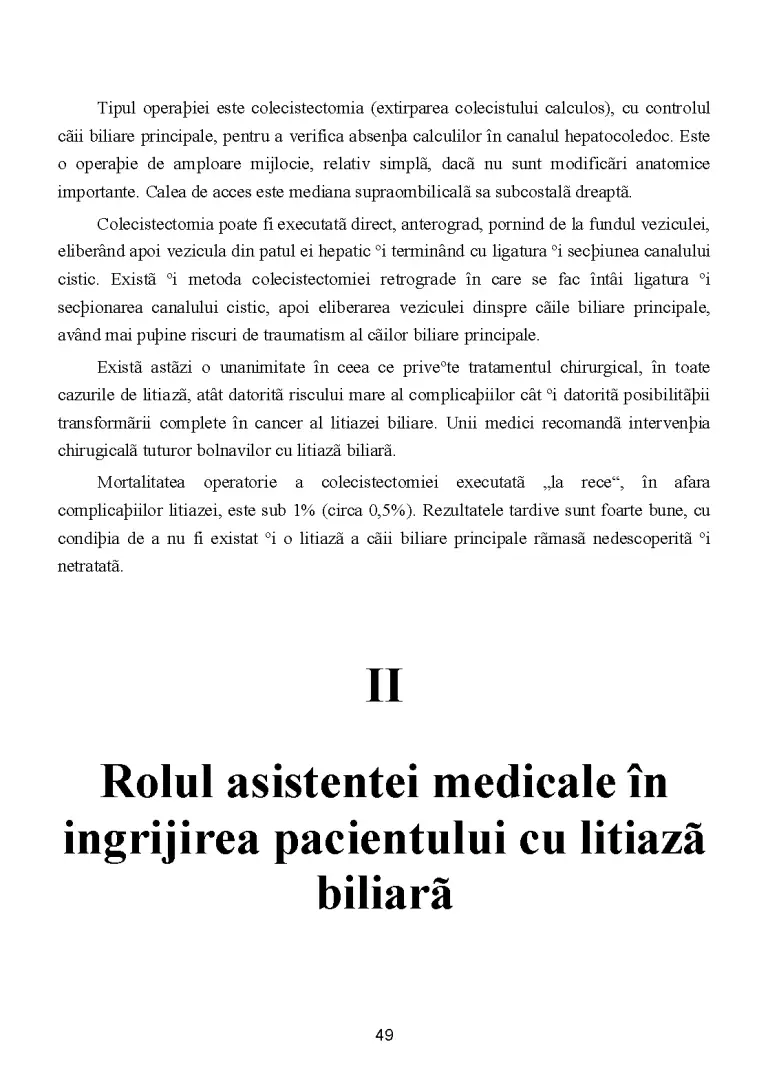 Rolul asistenței medicale în îngrijirea bolnavului cu litiază biliară ...