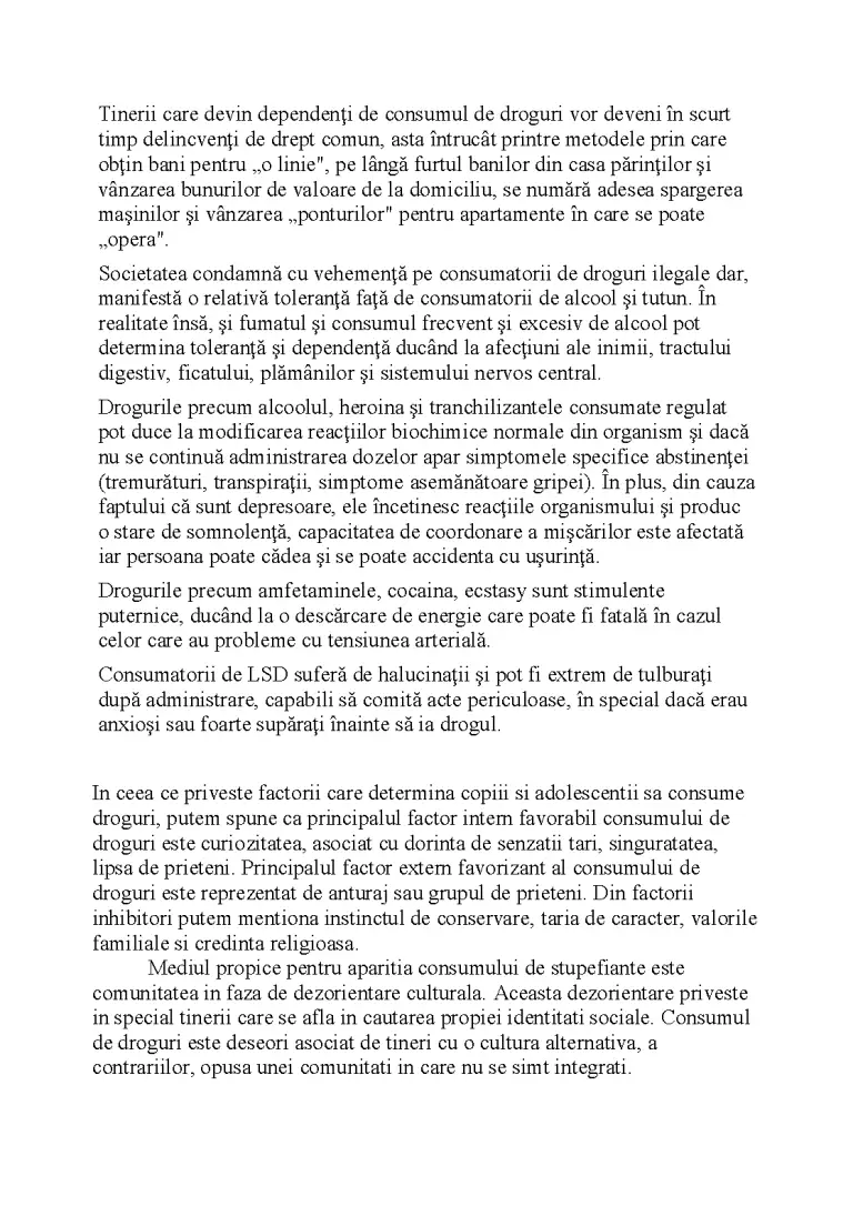 Efectele consumului de droguri asupra tinerilor - Referat - Sociologie ...