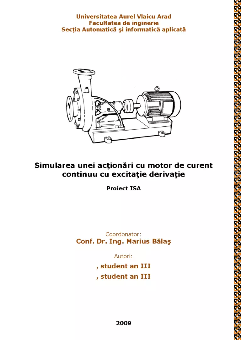 Simularea unei Acționări cu Motor de Curent Continuu cu Excitație ...