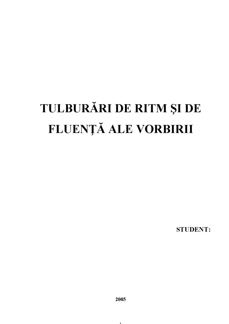 Tulburările de ritm și fluență ale vorbirii - Proiect - Psihopedagogie ...