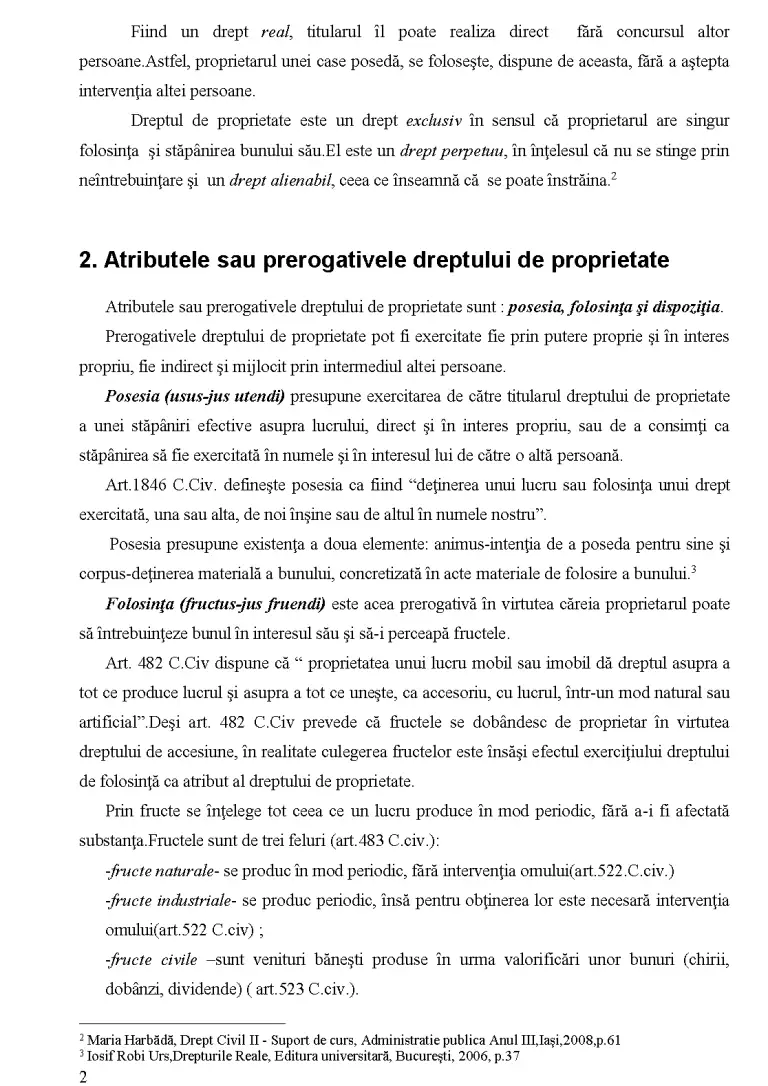 Atributele Dreptului de Proprietate - Referat - Drept Civil #110036 ...