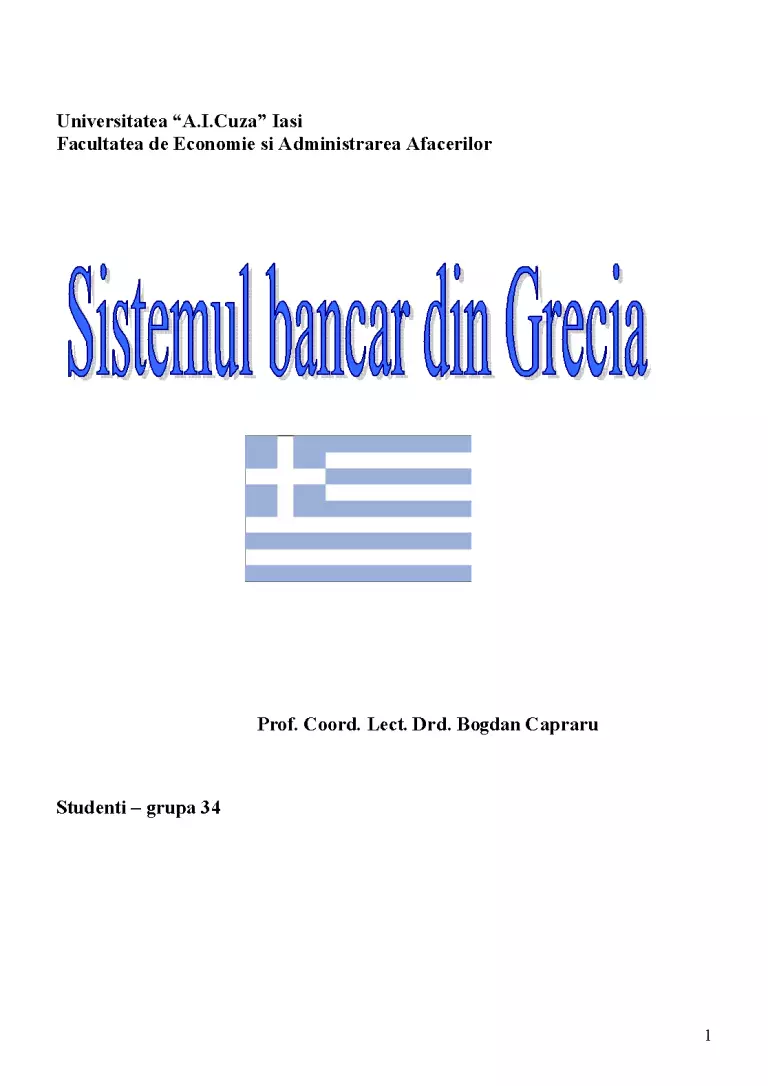 Monografia Sistemului Bancar Grecesc - Proiect - Bănci #114690 | RegieLive