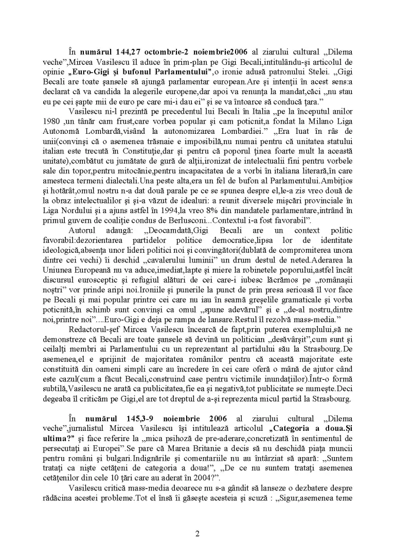 Recenzie dilema veche - rubrica Europa dumitale de Mircea Vasilescu ...