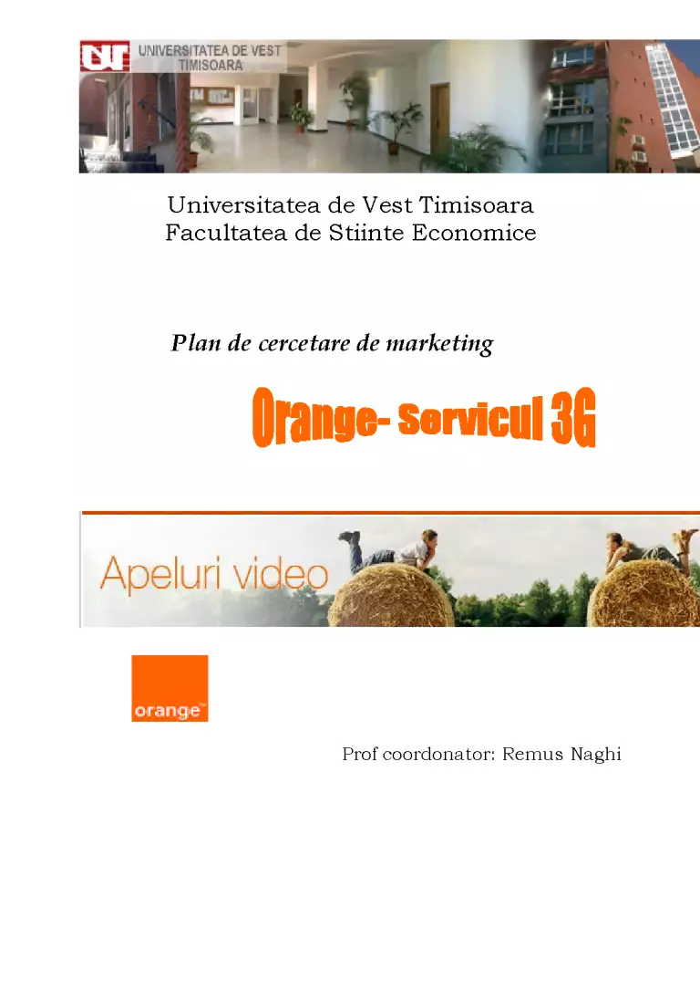 Plan de Cercetare Marketing asupra Serviciului Orange 3G - Proiect ...