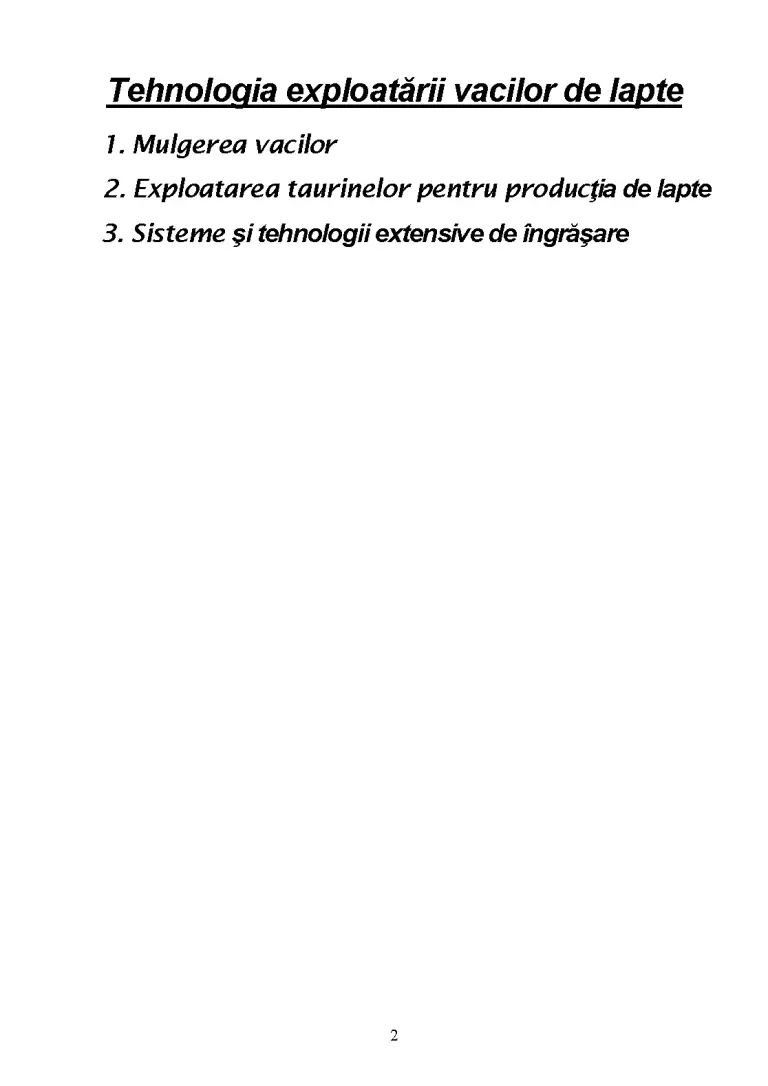 Tehnologia Exploatării Vacilor de Lapte - Referat - Agronomie #11967 ...