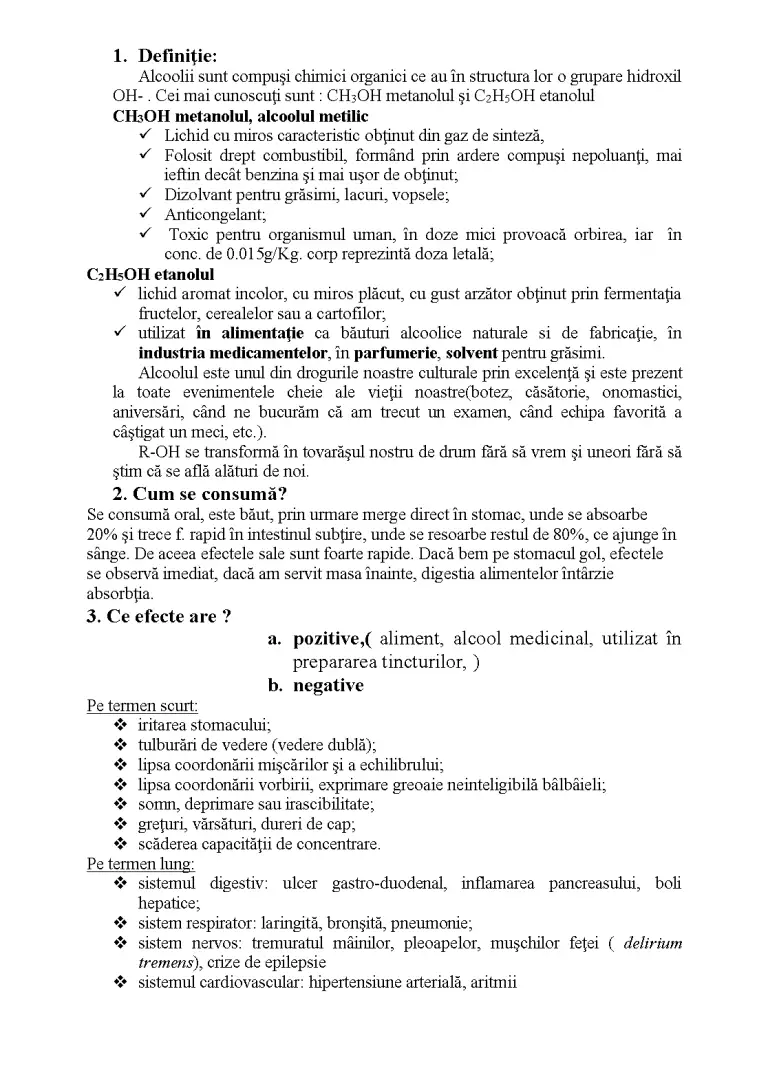 Proiect Didactică - dirigenție - alcoolul - aliment sau drog - Proiect ...
