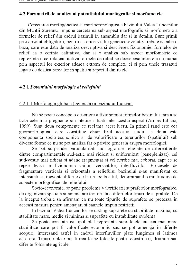 Bazinul Hidrografic Luncani - Studiu Fizico - Geografic - Proiect ...