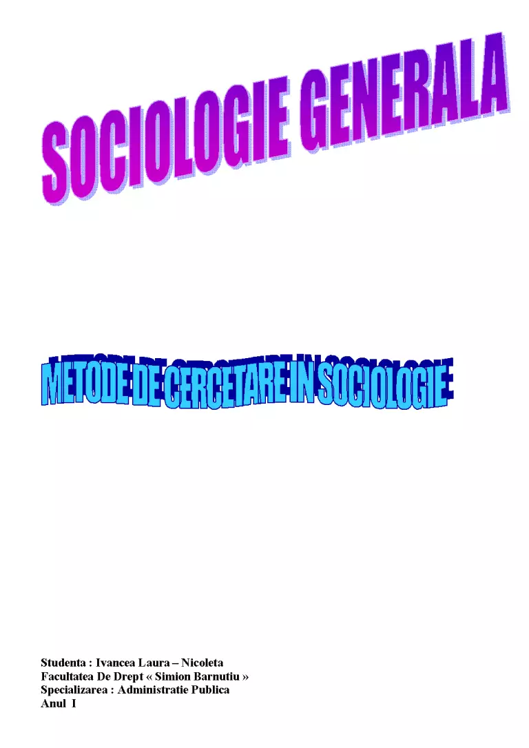 Metode de Cercetare în Sociologie - Referat - Sociologie #12539 | RegieLive