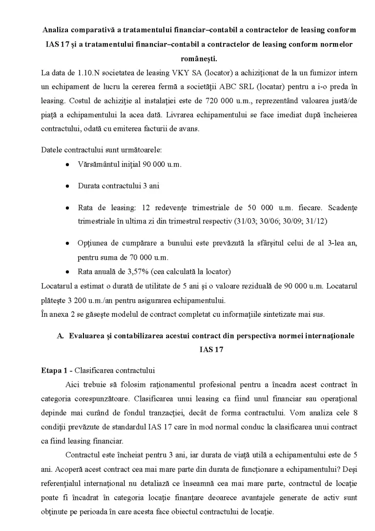 Analiza Comparativă a Tratamentului financiar-contabil a Contractelor ...
