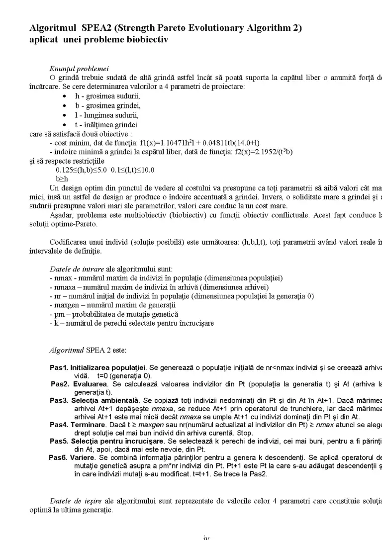 Algoritmul SPEA2 - Aplicat unei Probleme Biobiectiv - Laborator ...