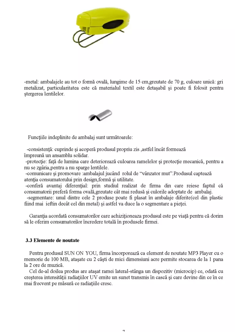 Ochelari de Soare: Proiect [DOC] - Marketing