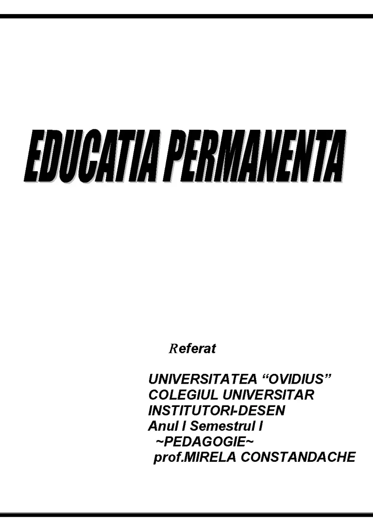 Educația permanentă - Referat - Pedagogie #13062 | RegieLive