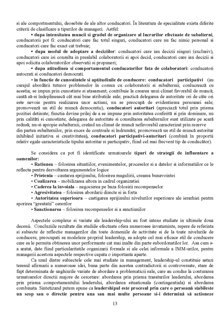 Comportamentul și Trăsăturile Cadrelor de Conducere - Curs - Management ...