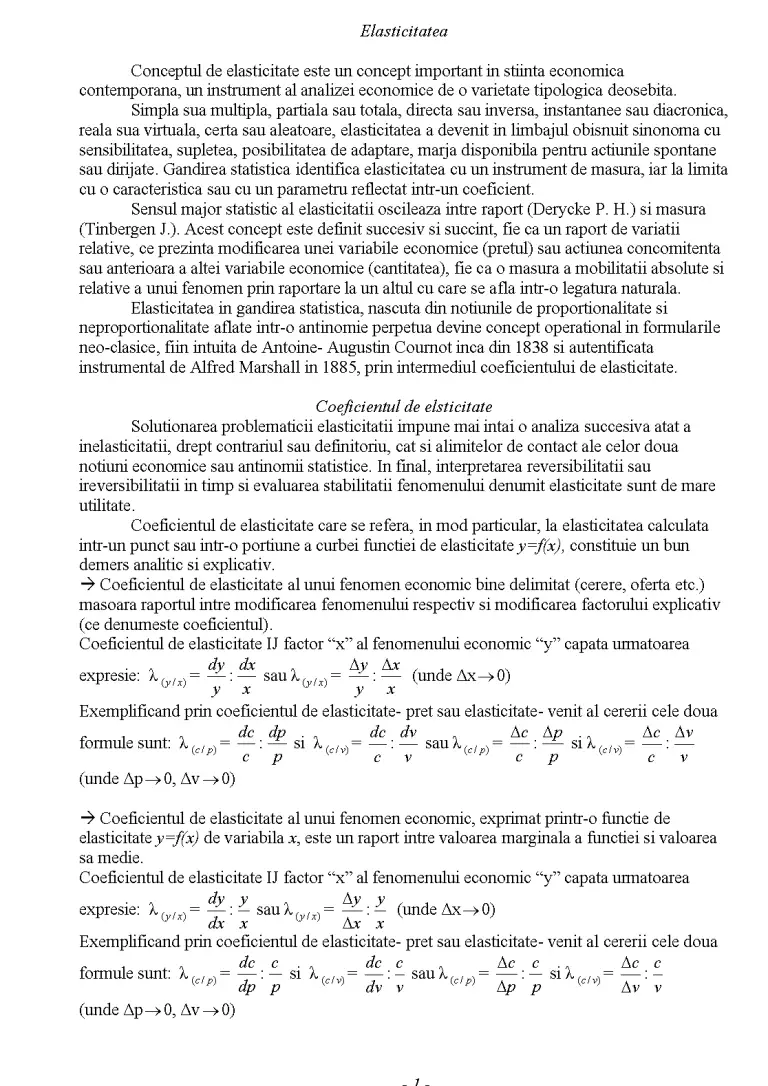 Elasticitatea și Coeficientul de Elasticitate - Referat - Statistică ...