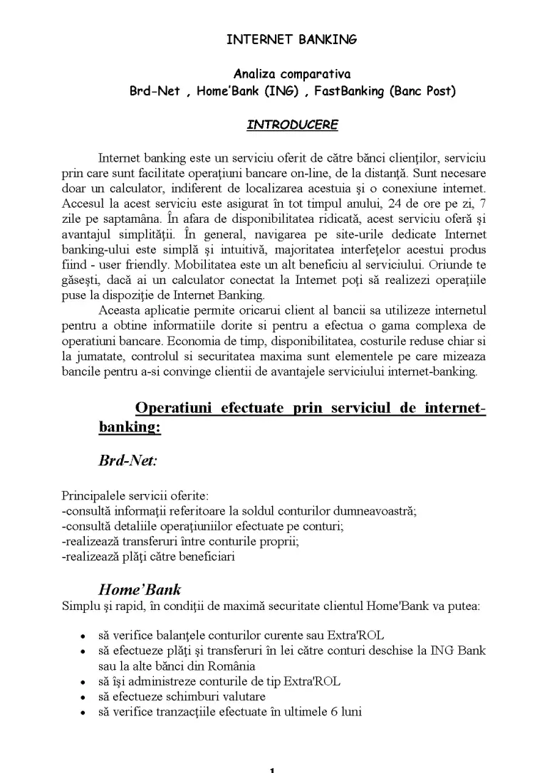 Internet Banking - Referat - Bănci #136601 | RegieLive