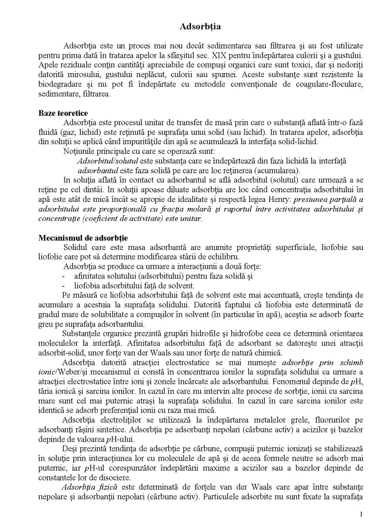 Adsorbția - Referat - Chimie Generală #136836 | RegieLive