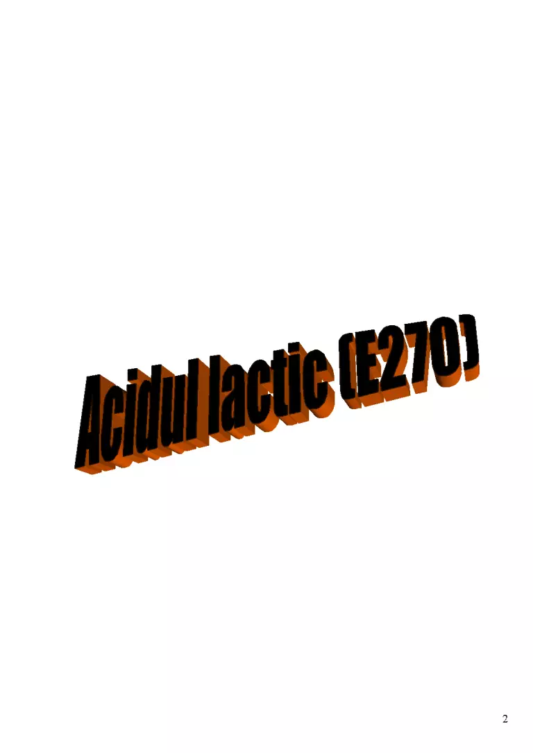 Sisteme de Aditivare Integrate - Studiu de Caz - Acidul Lactic ...