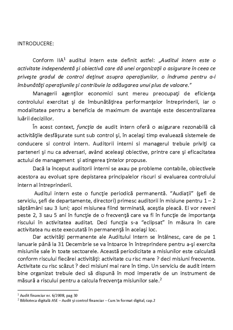 Auditul Intern și Managementul - Proiect - Contabilitate #140441 ...