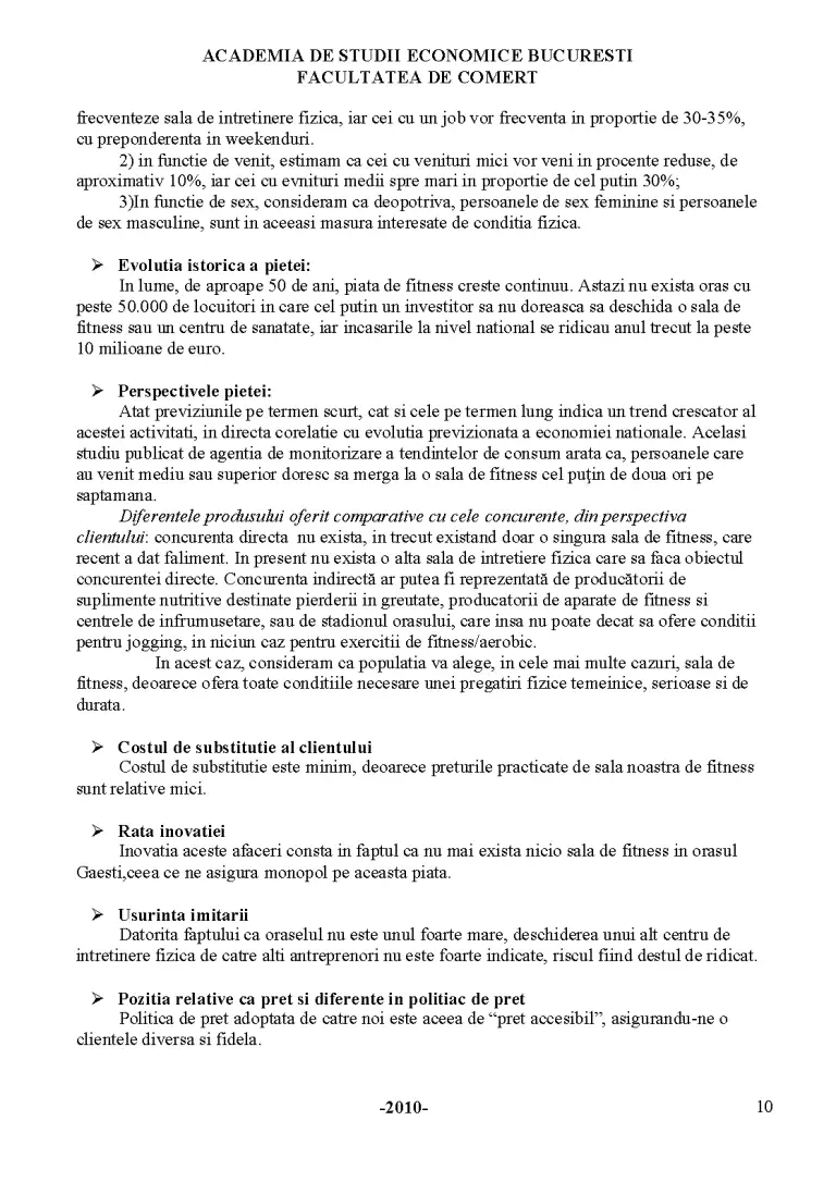 Plan de Afacere SC V and A Gym SRL - Proiect - Marketing #141227 ...