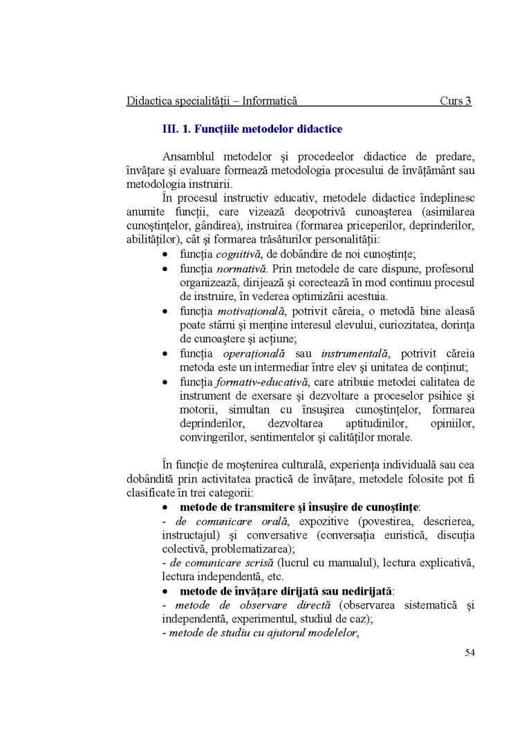 Metode, Tehnici și Procedee Didactice - Curs - Pedagogie #14615 | RegieLive