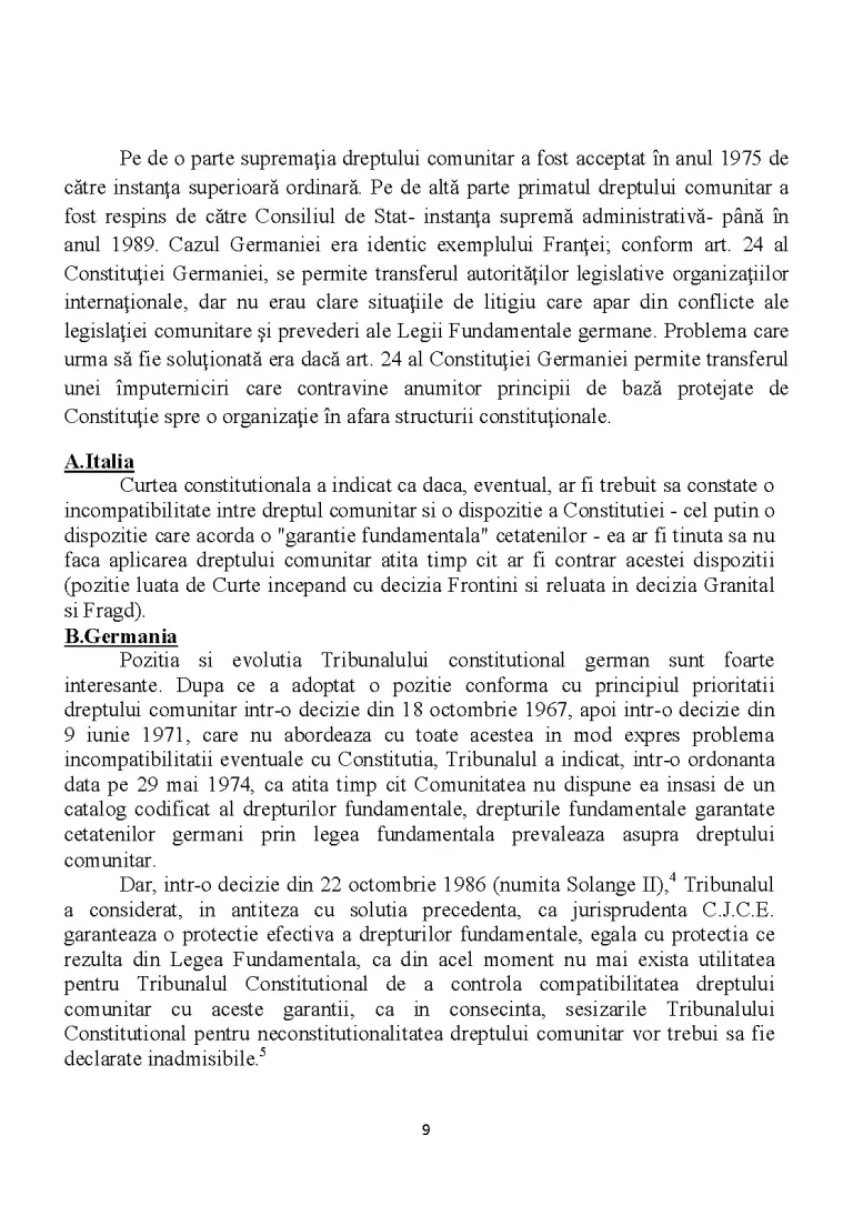 Principiul priorității aplicării dreptului european - Proiect - Drept ...