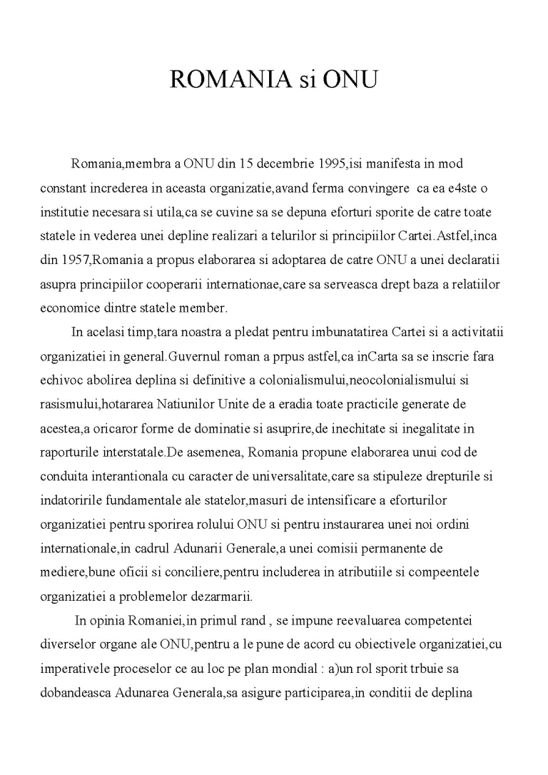 România și ONU - Referat - Economie #161000 | RegieLive