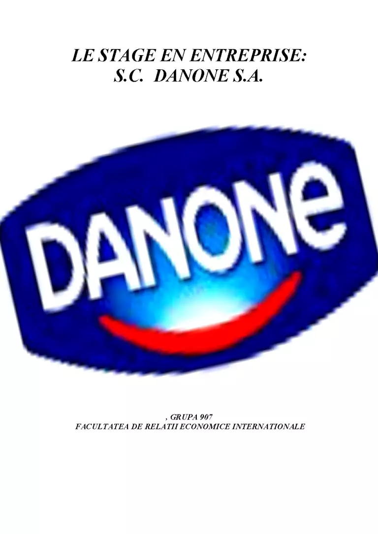 Le Stage en Entreprise - SC Danone SA - Proiect - Franceză #162800 ...